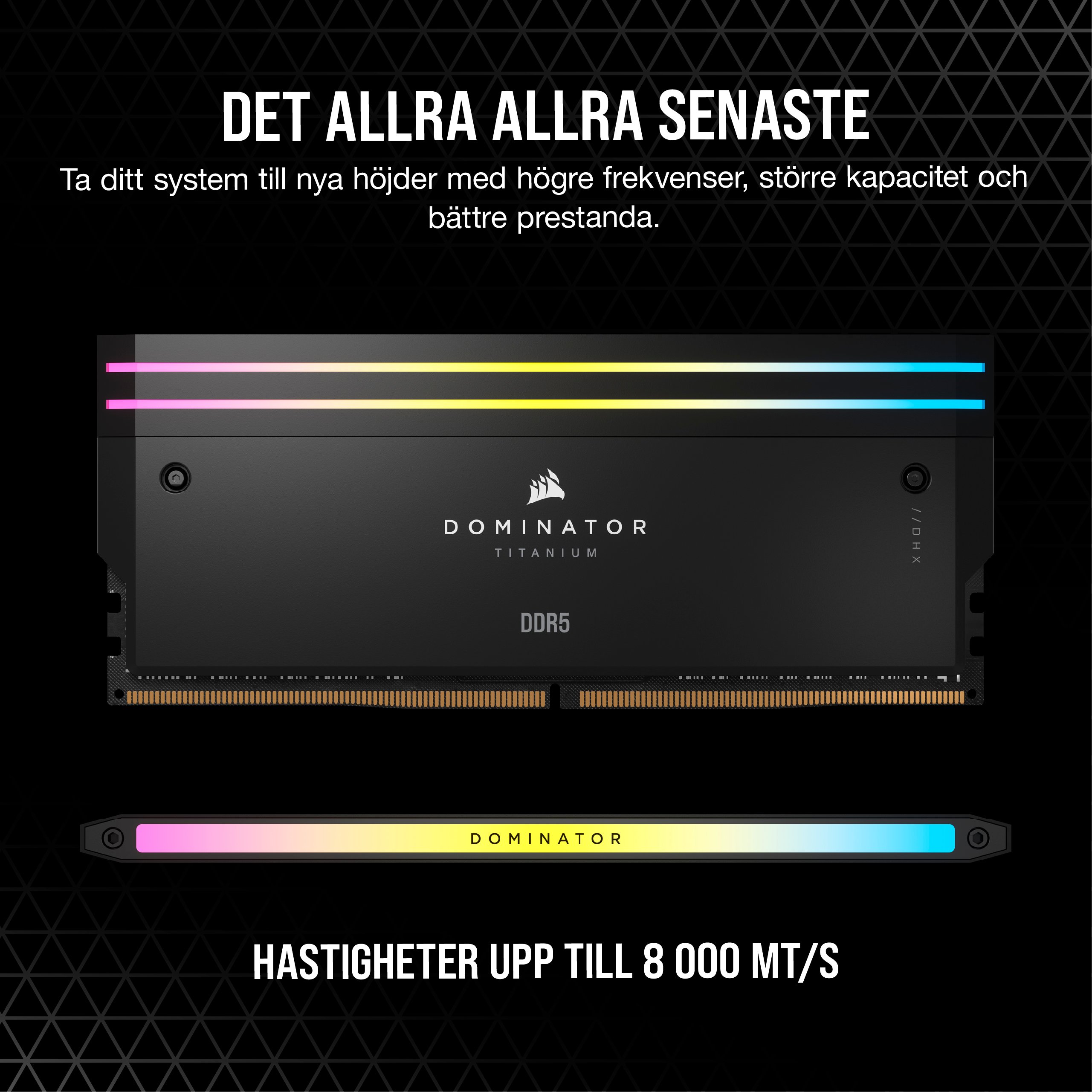 Corsair 96GB (2x48GB) DDR5 7000MHz CL40 Dominator Titanium RGB Svart ...