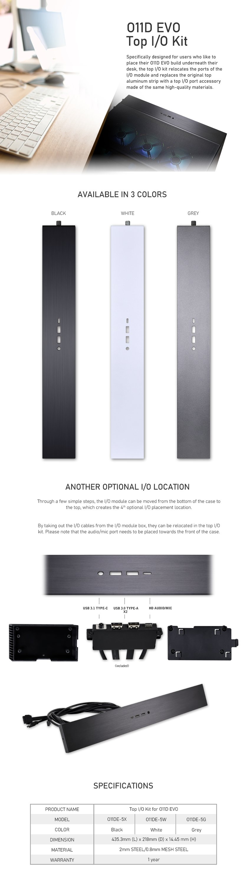 Lian Li Top I/O-Panel Kitt För O11 Dynamic EVO Grå - Inet.se