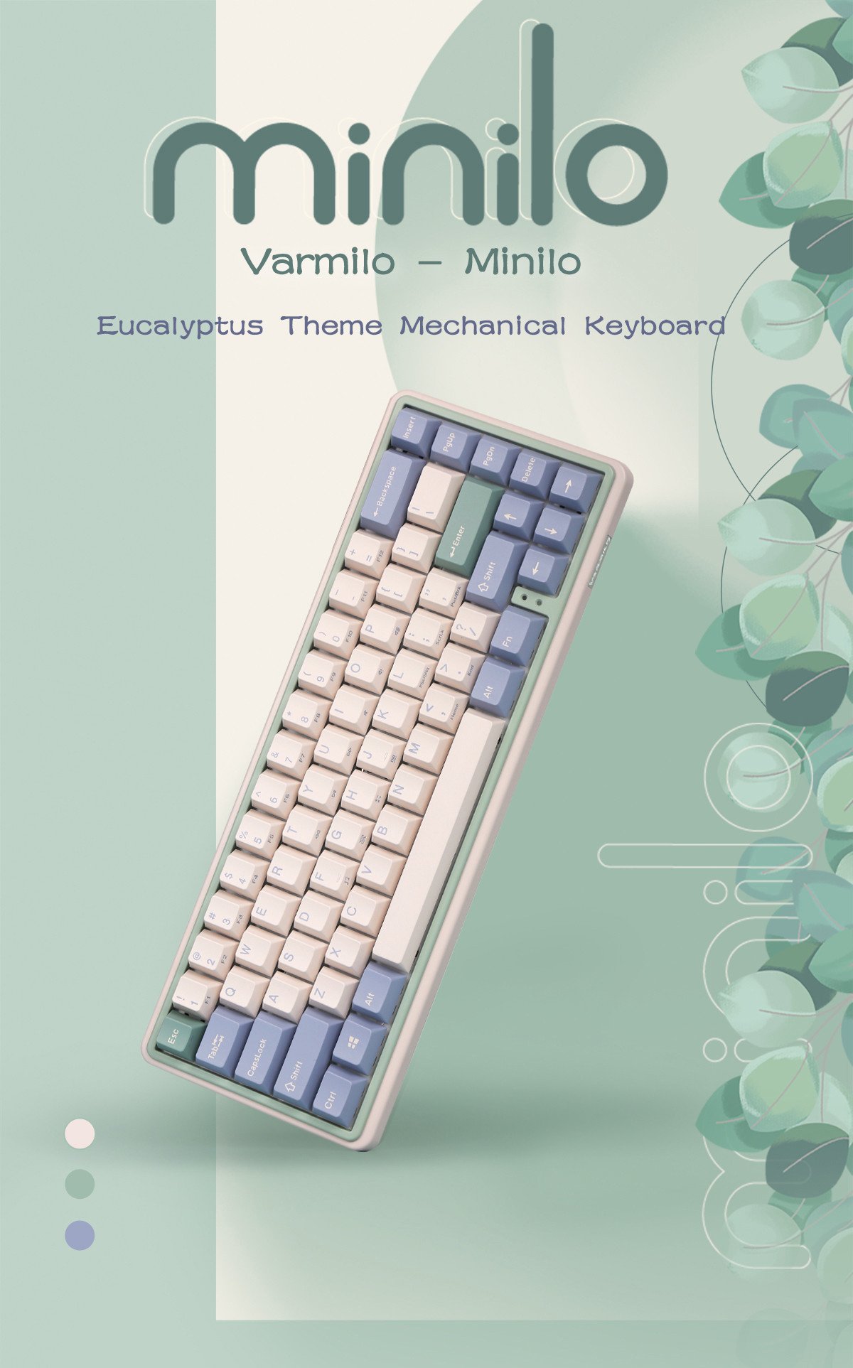 Varmilo VXT68 Minilo Eucalyptus 65% Gateron G Pro 2.0 Red - Inet.se