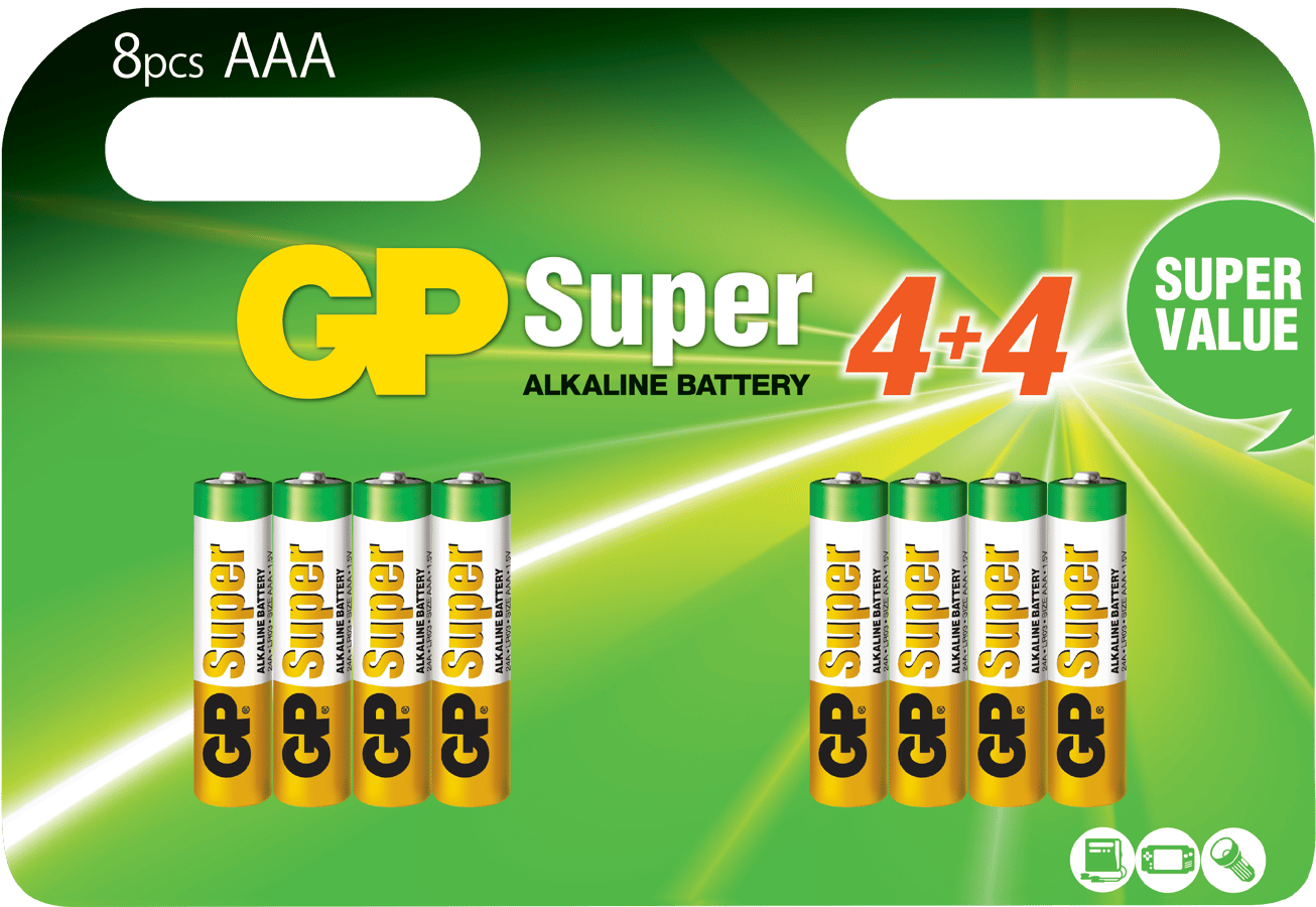 GP Super Alkaline AAA 24A/LR03, 4+4 pack - Inet.se