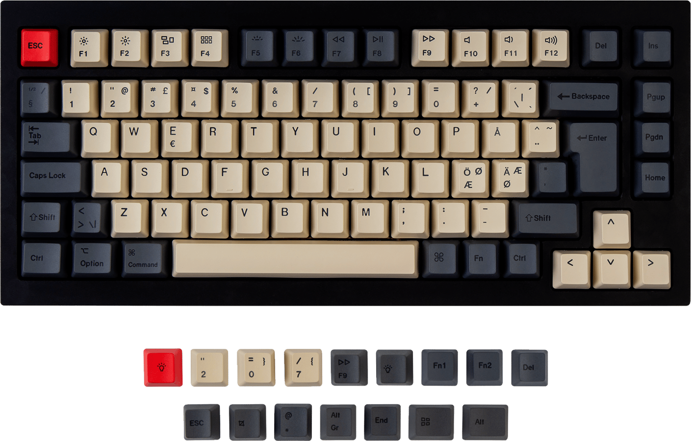 Keychron Q1/Q2/K2 PBT Carbon Vibe Keycap set ISO Nordic - Inet.se