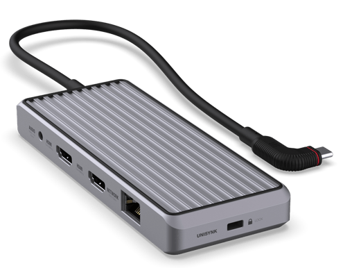 Unisynk 10 Port USB-C Hub 4K60Hz 100W Grå - Inet.se