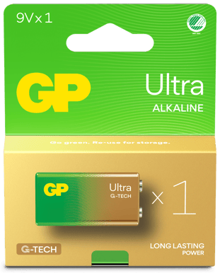 GP Ultra Alkaline 9V-battery, 1604AU/6LF22, 1-pack - Inet.se