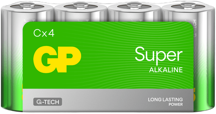 GP Super Alkaline Battery, Size C, 14A/LR14, 1.5V, 4-pack - Inet.se