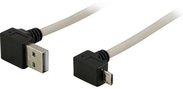 USB 2.0 kabel A-micro B Grå/Svart vinklad 1m - Inet.se